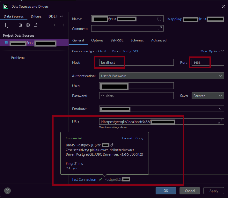 DataGripでAlmaLinuxのデータベースにSSHトンネル接続する際のエラー解決法